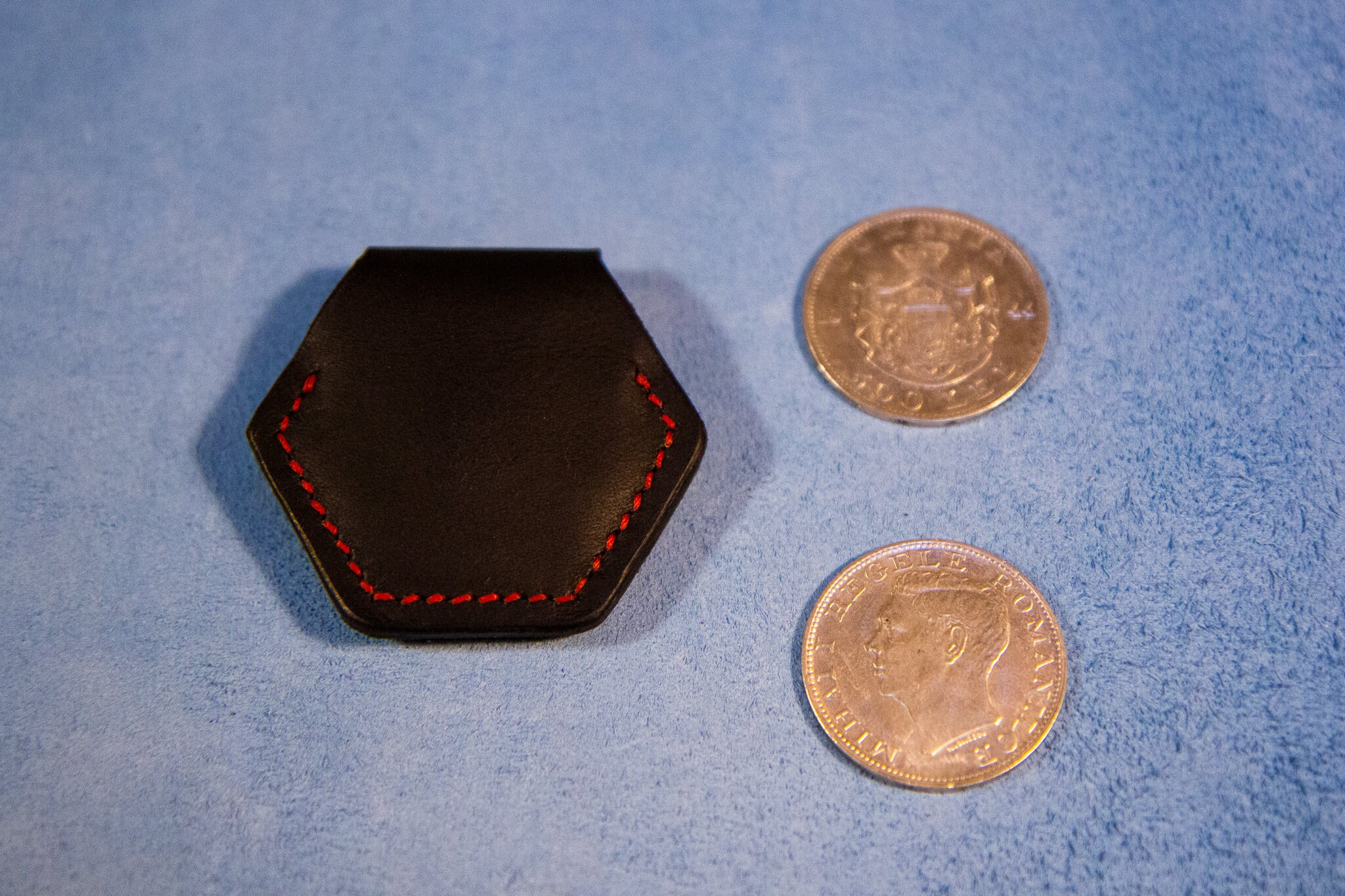 Leather EDC Coin Sleeve for two coins - Brown Bear Leatherworks