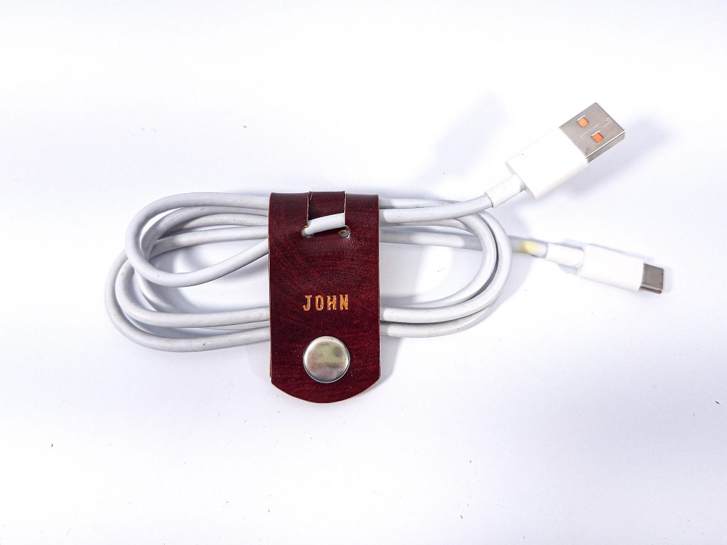Personalized Leather Cord Organizer - Cable Organiser - Headphone ...